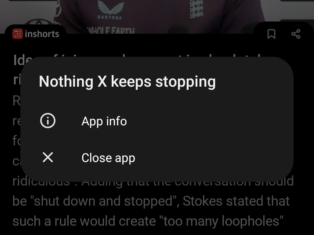 Nothing X app crash