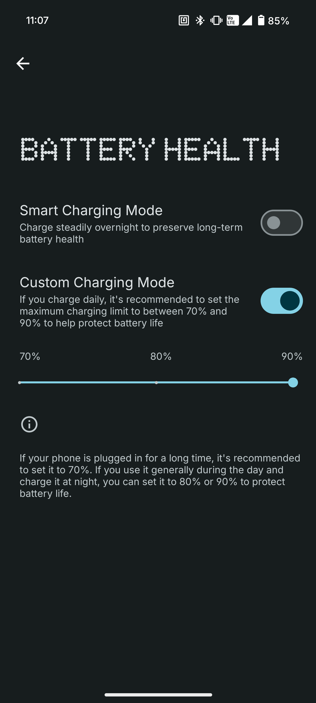 Battery health: Smart charging mode or Custom charging mode? - Nothing ...