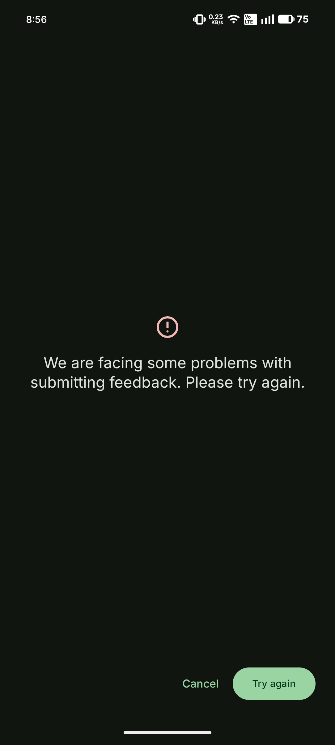 Feedback category option is missing / not loading